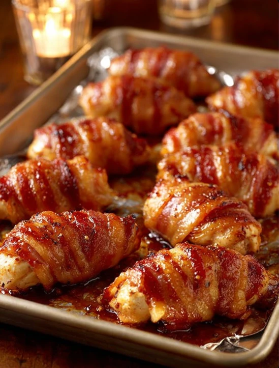 Maple-Glazed Bacon-Wrapped Chicken Fillets - veggieplate